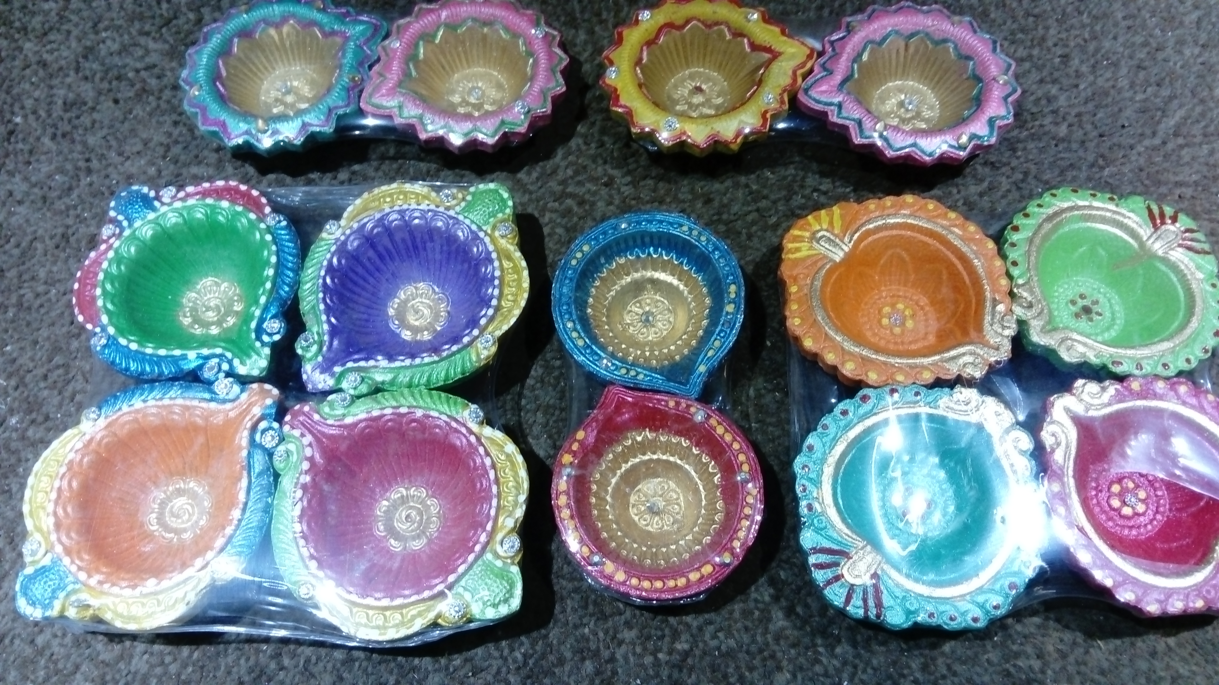 Painted Diyas x 2 - Terracotta World